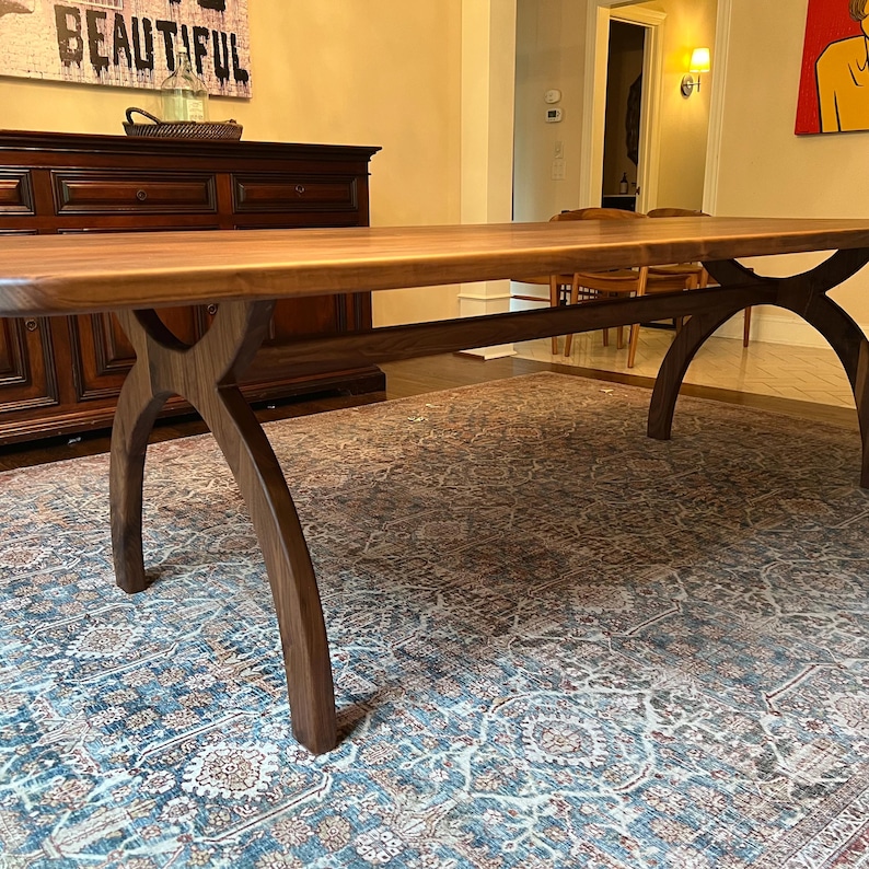 Handcrafted Walnut Dining Table: Modern Rustic X-style Base - Etsy