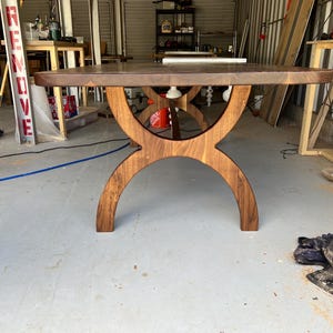 Handcrafted Walnut Dining Table: Modern Rustic Curved X-base - Etsy