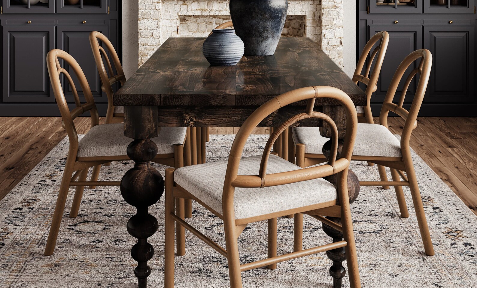 Handmade Rustic Farmhouse Table With Turned Legs - Solid Wood Kitchen ...