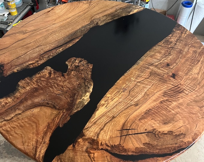 Custom Round Epoxy Dining Table Top - Unique Wood & Epoxy River Design ...
