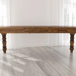 Handmade Pine Farmhouse Table: Rustic Turned Leg Kitchen Dining Table ...