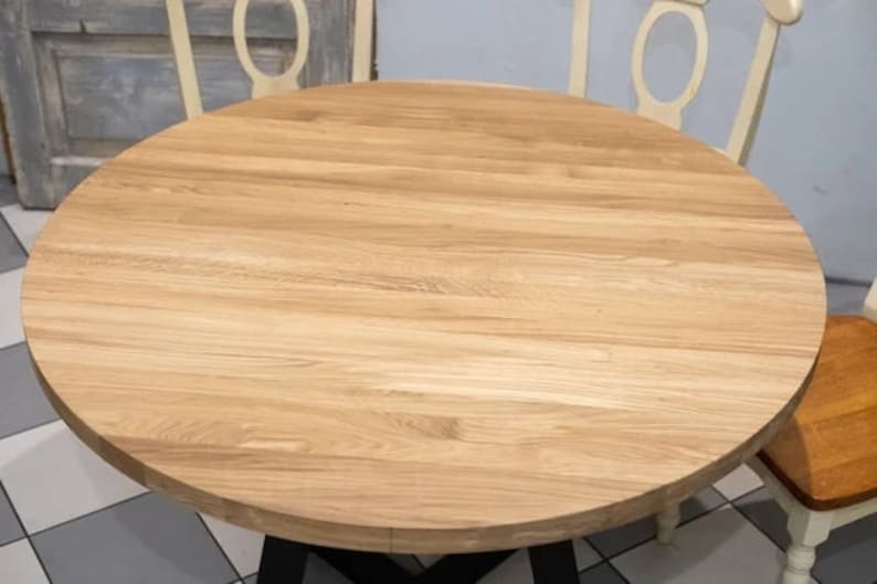 Handcrafted Wood Round Dining Table Top: Solid Hardwood - Etsy