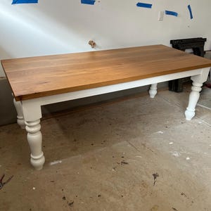 Handmade Solid Wood Farmhouse Dining Table: Rustic Turned Leg Kitchen ...