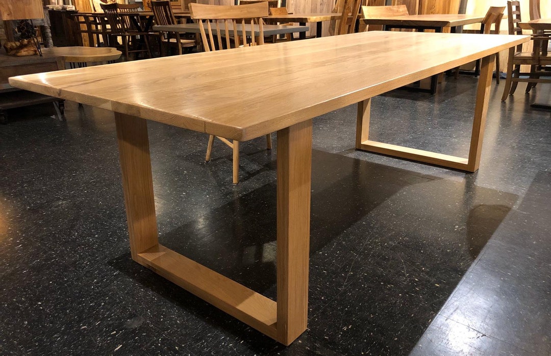 Handcrafted White Oak Farmhouse Dining Table, Mid Century- Modern Wood ...