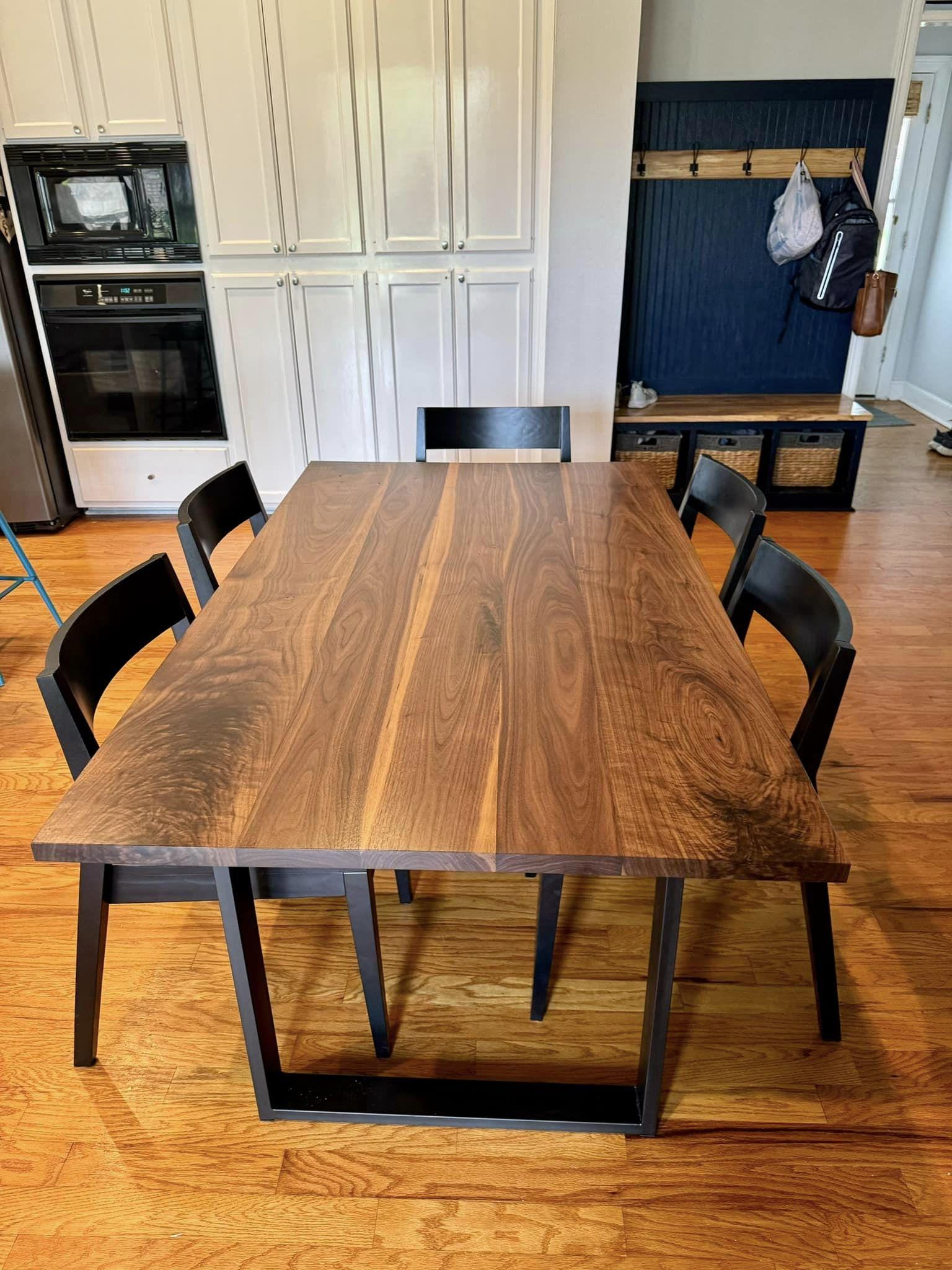 Elegant Walnut Dining Table With Steel Legs custom Handmade Design Chic ...