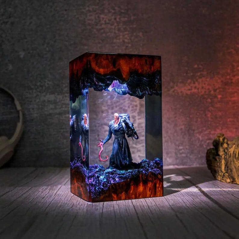 Nemesis Resident Evil Resin Lamp, Epoxy Night, Wood Art Lamp, Night ...