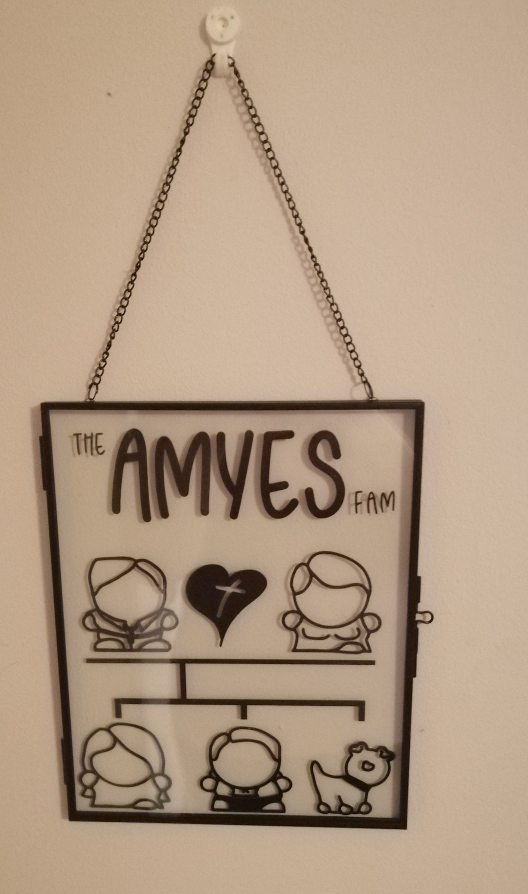 Wall Hanging Family Trees, Personalised in a Black Glass Frame - Etsy