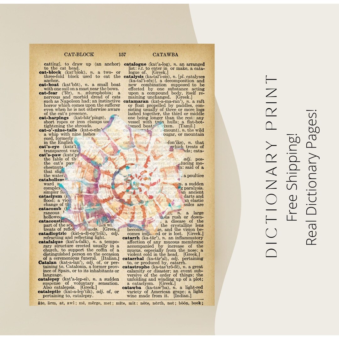 Dictionary Prints Sea Shell Art Print Beach Sea Animals Beachy Vibes ...