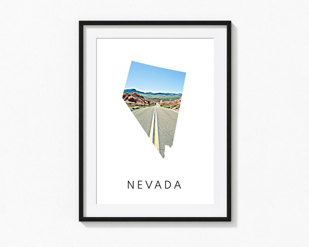 Nevada Print Nevada Map Nevada Wall Art Nevada Art State - Etsy