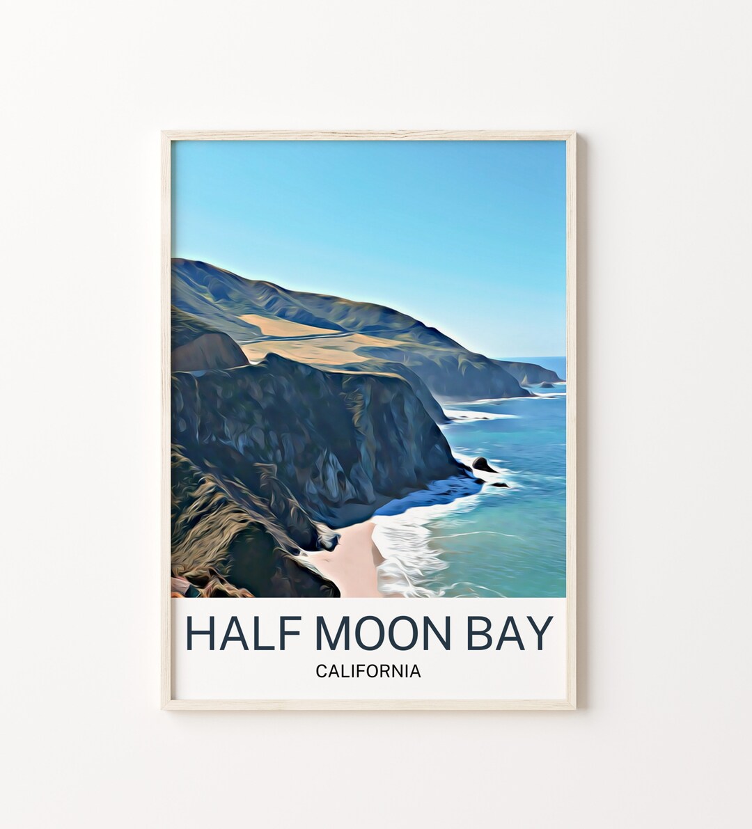 Half Moon Bay Travel Print, Half Moon Bay Wall Art, Half Moon Bay Art ...