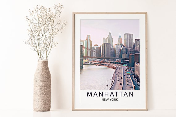 Manhattan Print New York City Print Manhattan Art New York - Etsy