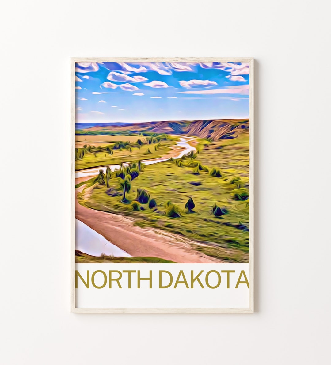 North Dakota, North Dakota Print, North Dakota Wall Art, North Dakota ...
