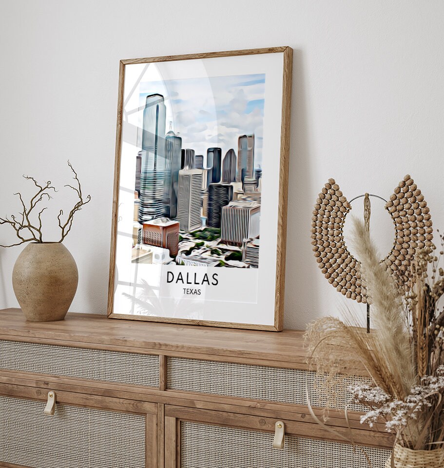 Dallas Texas Dallas Art Dallas Print Dallas Skyline Texas - Etsy