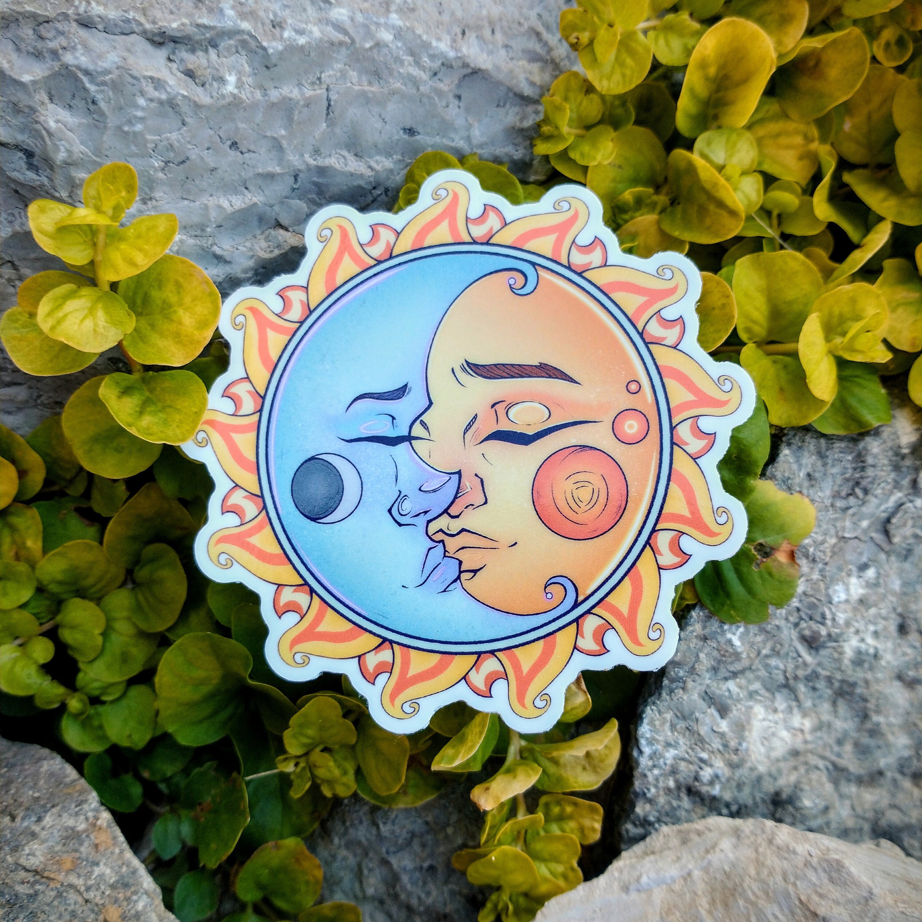 Classic Sun and Moon Sticker - Etsy