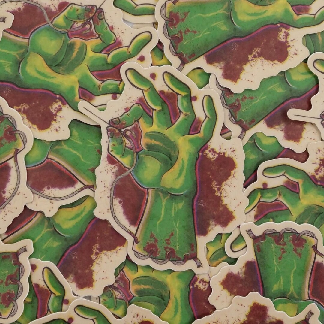 Stitched up Zombie Hand - Vinyl Sticker - Etsy