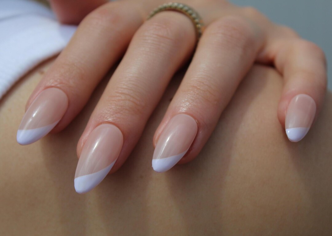 Lilac Lace Angled French | 10 Reusable Press on Nails | PBD Designed ...