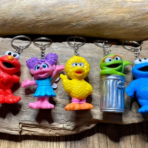 Upcycled Sesame Street Keychains, *choose One*, Elmo, Oscar the Grouch ...