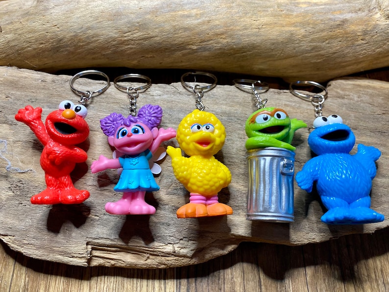 Upcycled Sesame Street Keychains, *choose One*, Elmo, Oscar the Grouch ...