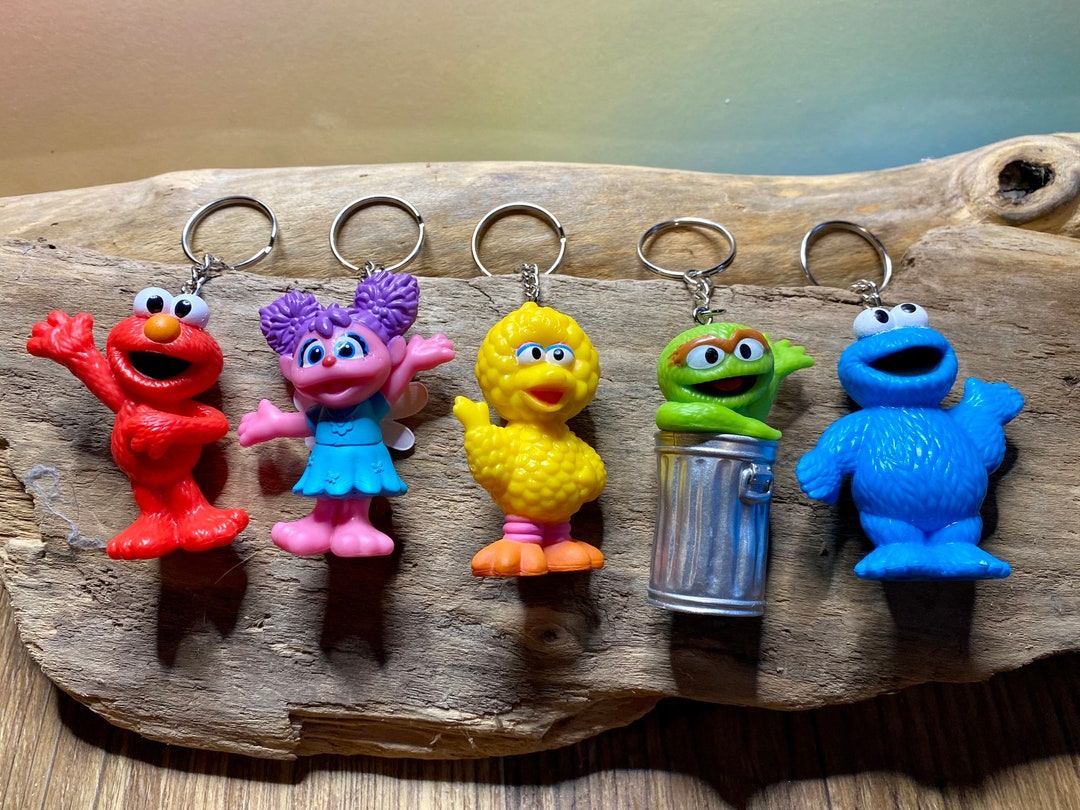 Upcycled Sesame Street Keychains, *choose One*, Elmo, Oscar the Grouch ...