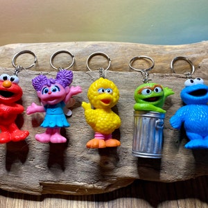 Upcycled Sesame Street Keychains, *choose One*, Elmo, Oscar the Grouch ...