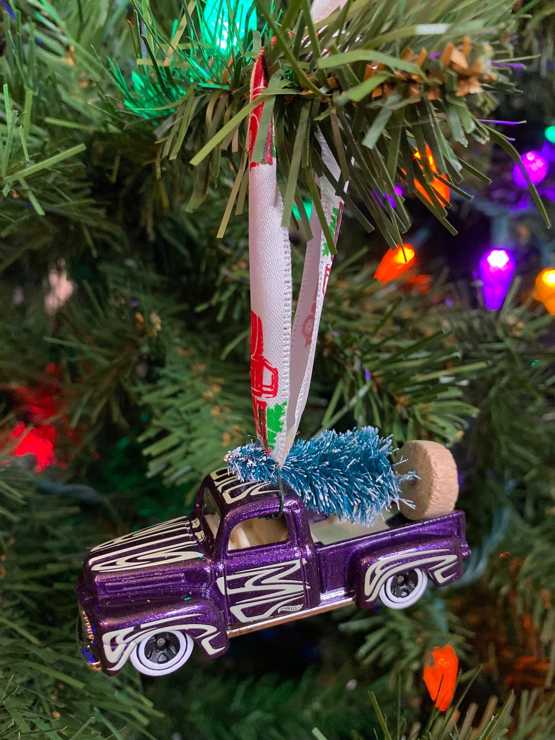 Ford F1 Pickup Truck Hot Wheels Christmas Ornament, Purple Christmas ...