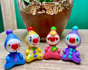 Clown Figurines 2 Hand-painted Polymer Clay Clown Doll - Etsy