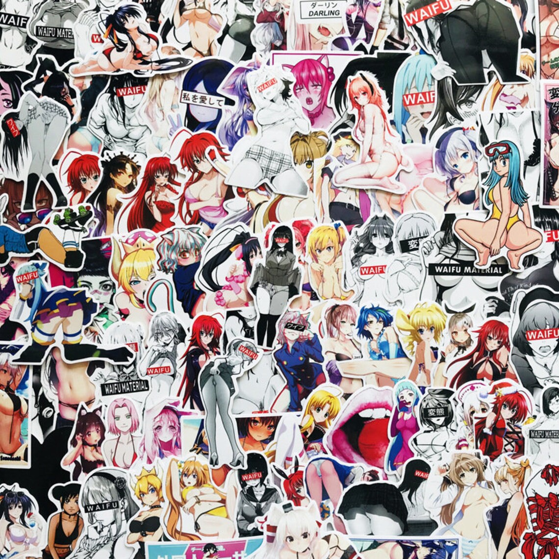 Waifu Anime Sticker Pack 100 Pcs Three Different Sets Etsy