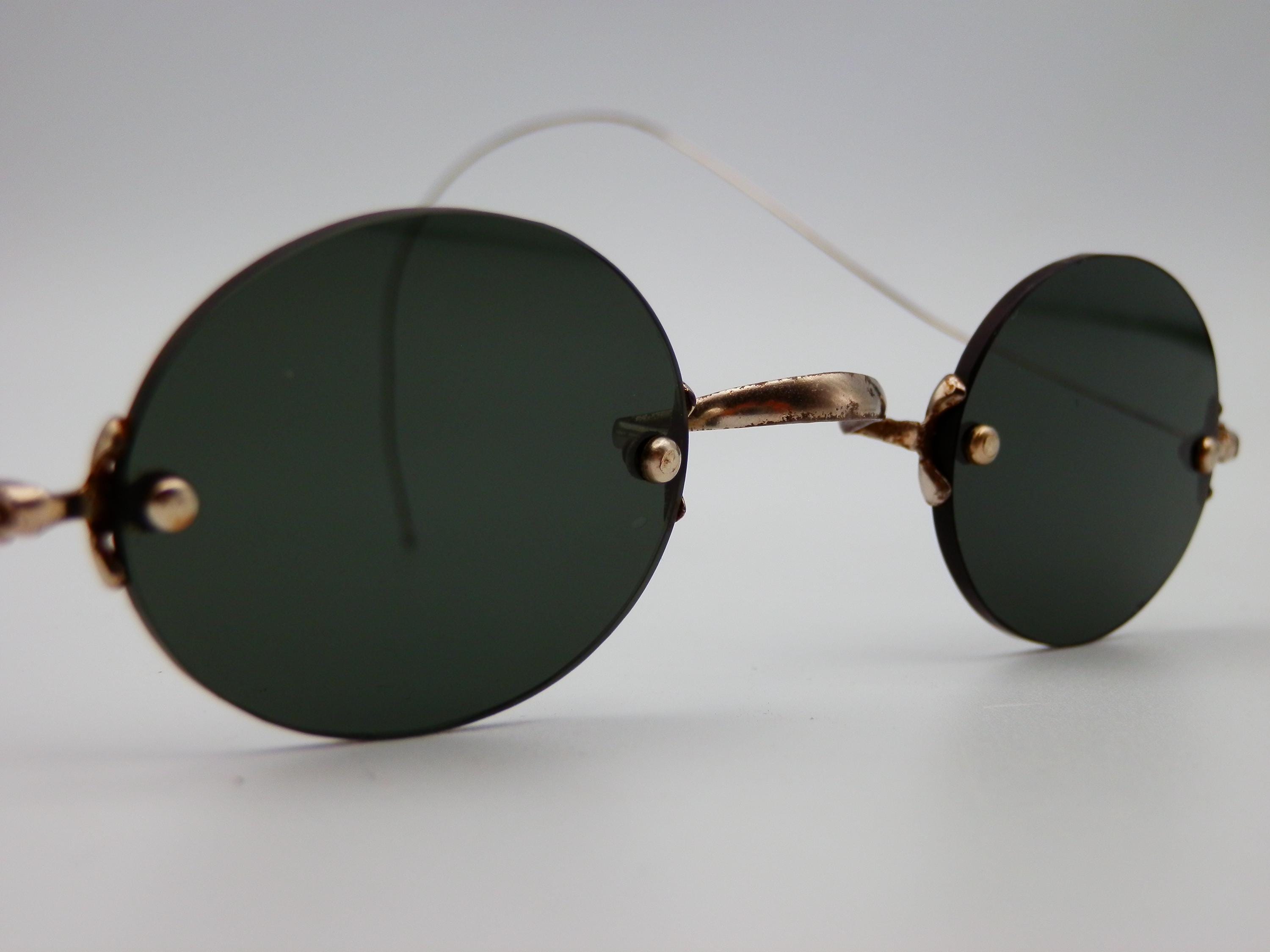 Antique 1890's Victorian Era Steel RIMLESS SUNGLASSES Eyeglasses ...