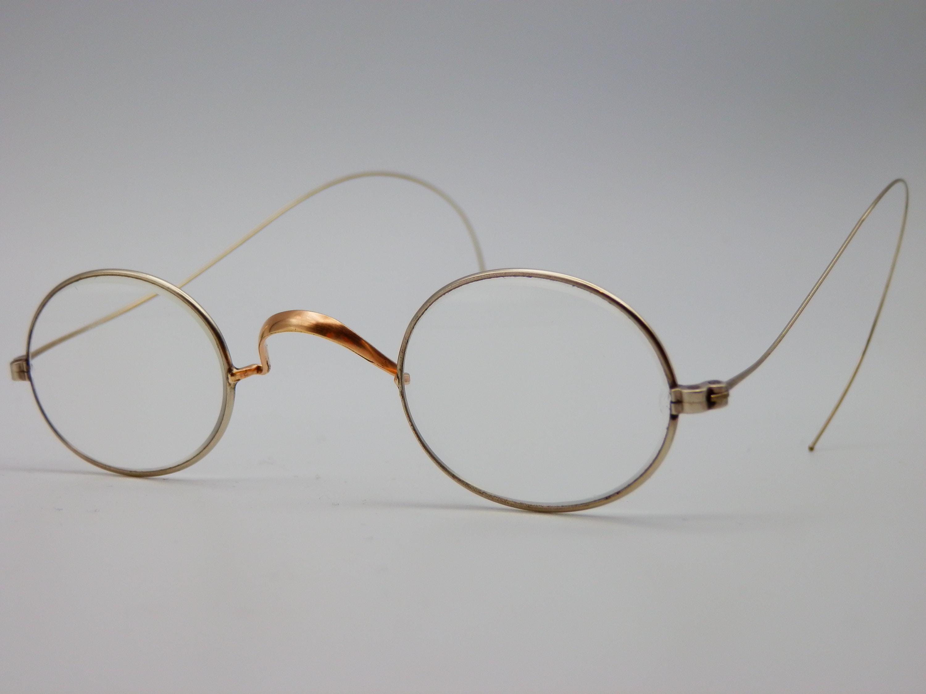 Antique 1890's AO Victorian Era NICKEL & GOLD Wire Rim Eyeglasses ...