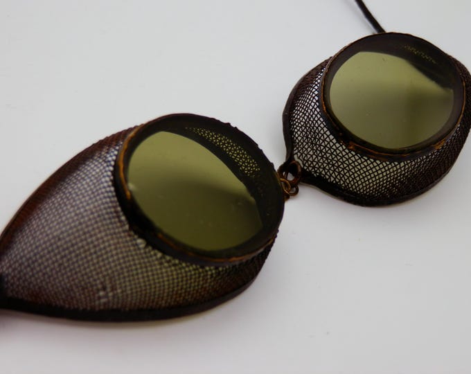 Antique Civil War Era Artillery Cinder Goggles & Case 1860's Wire Mesh ...