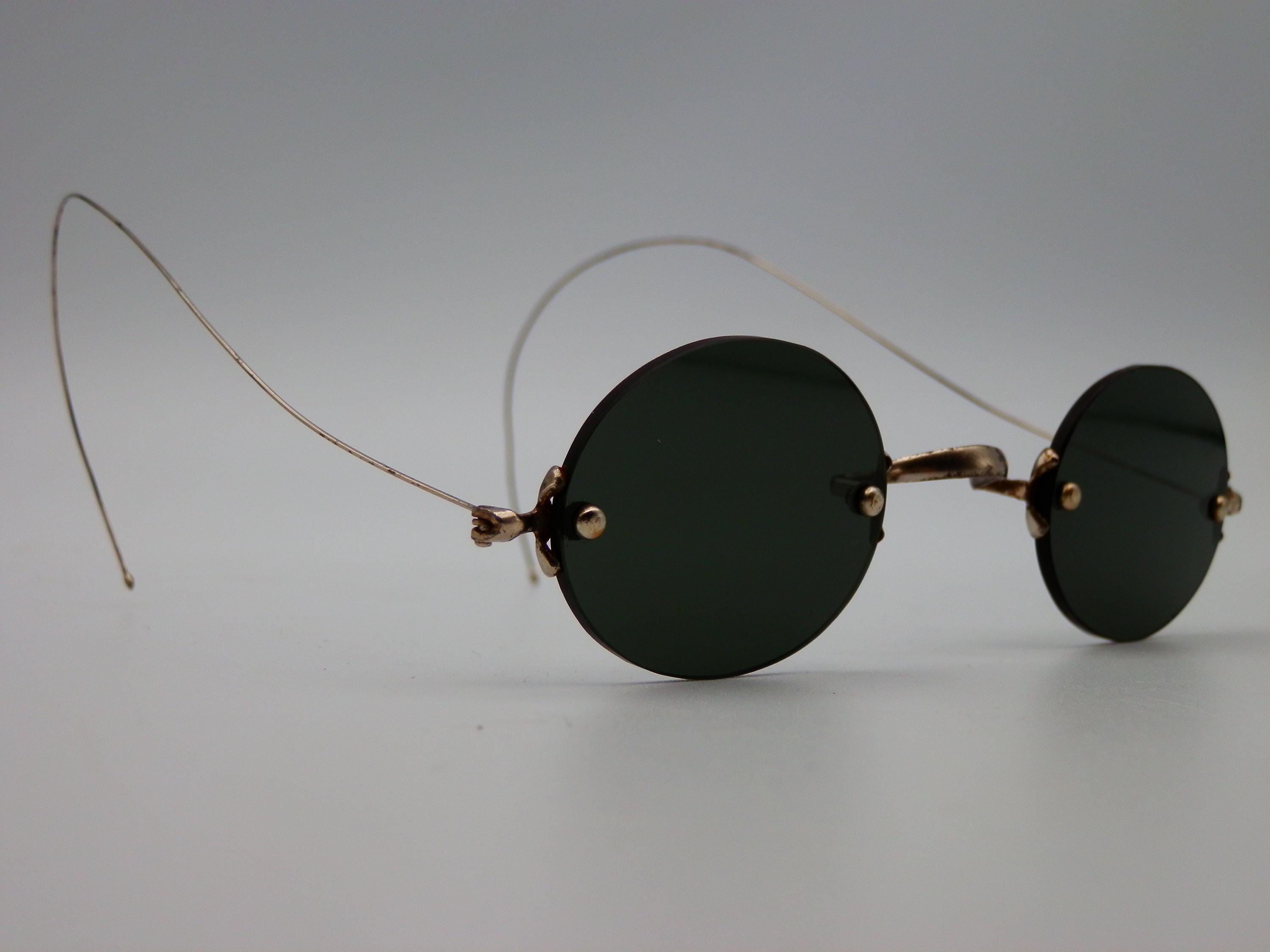 Antique 1890's Victorian Era Steel RIMLESS SUNGLASSES Eyeglasses ...