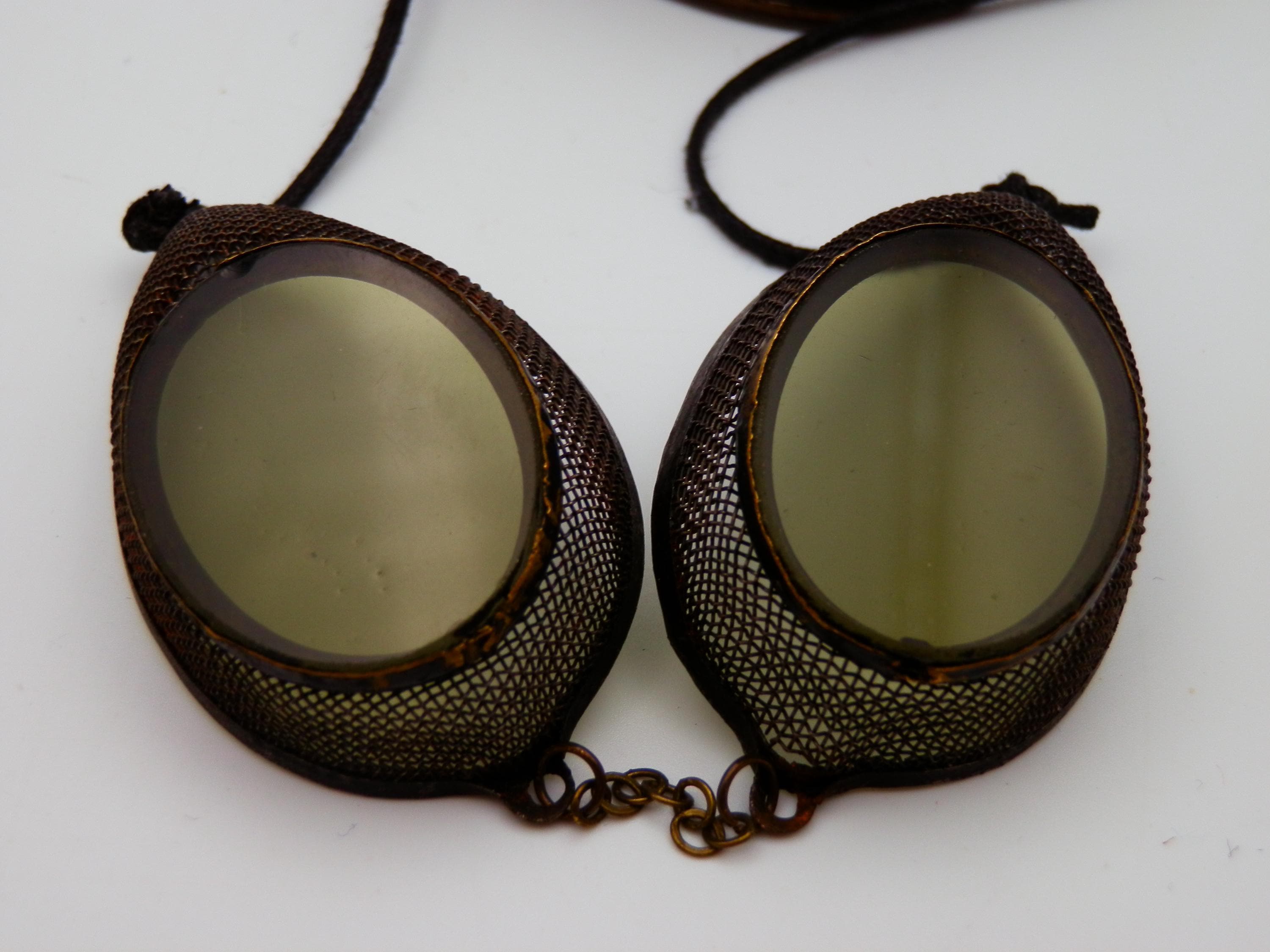 Antique Civil War Era Artillery Cinder Goggles & Case 1860's Wire Mesh ...