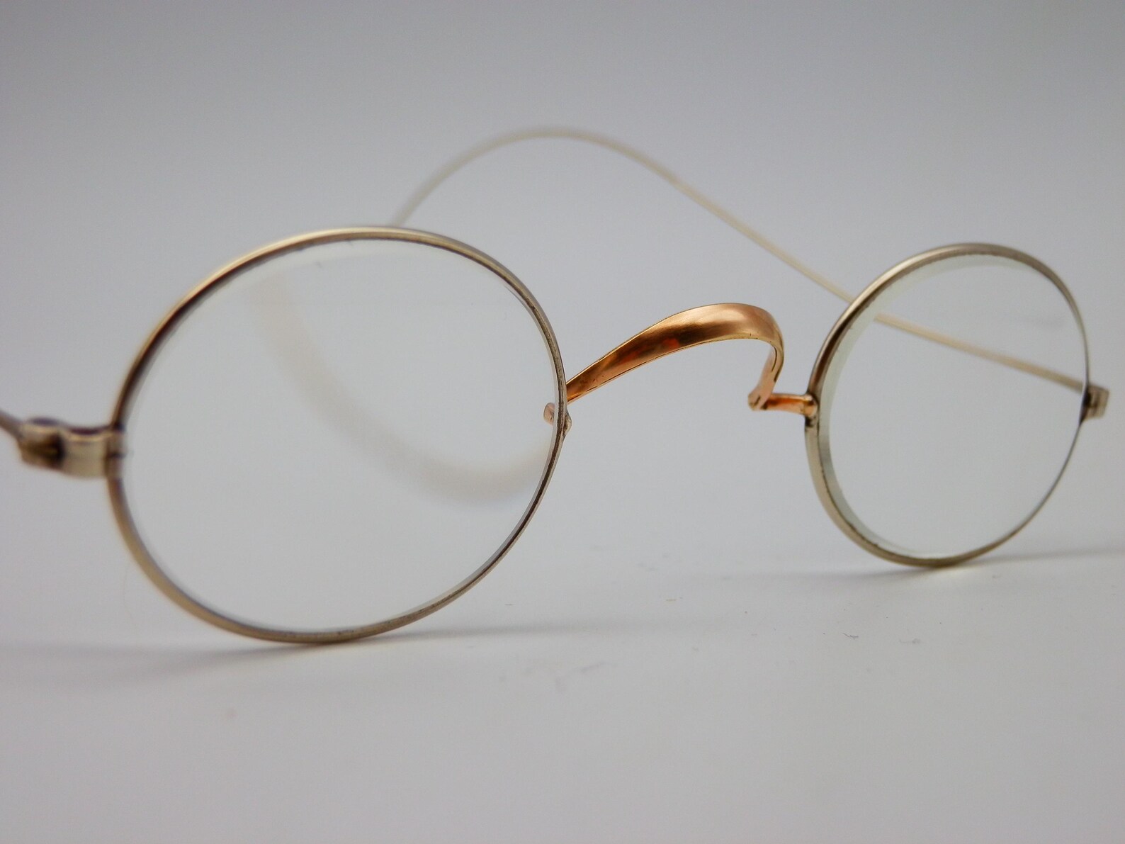 Antique 1890's AO Victorian Era NICKEL & GOLD Wire Rim Eyeglasses ...