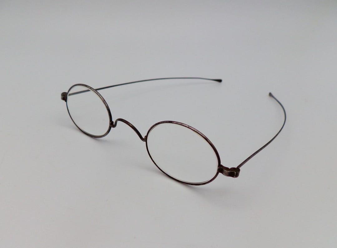 Antique 1880's Victorian Era BLACK STEEL Wire Rim Eyeglasses Vintage ...