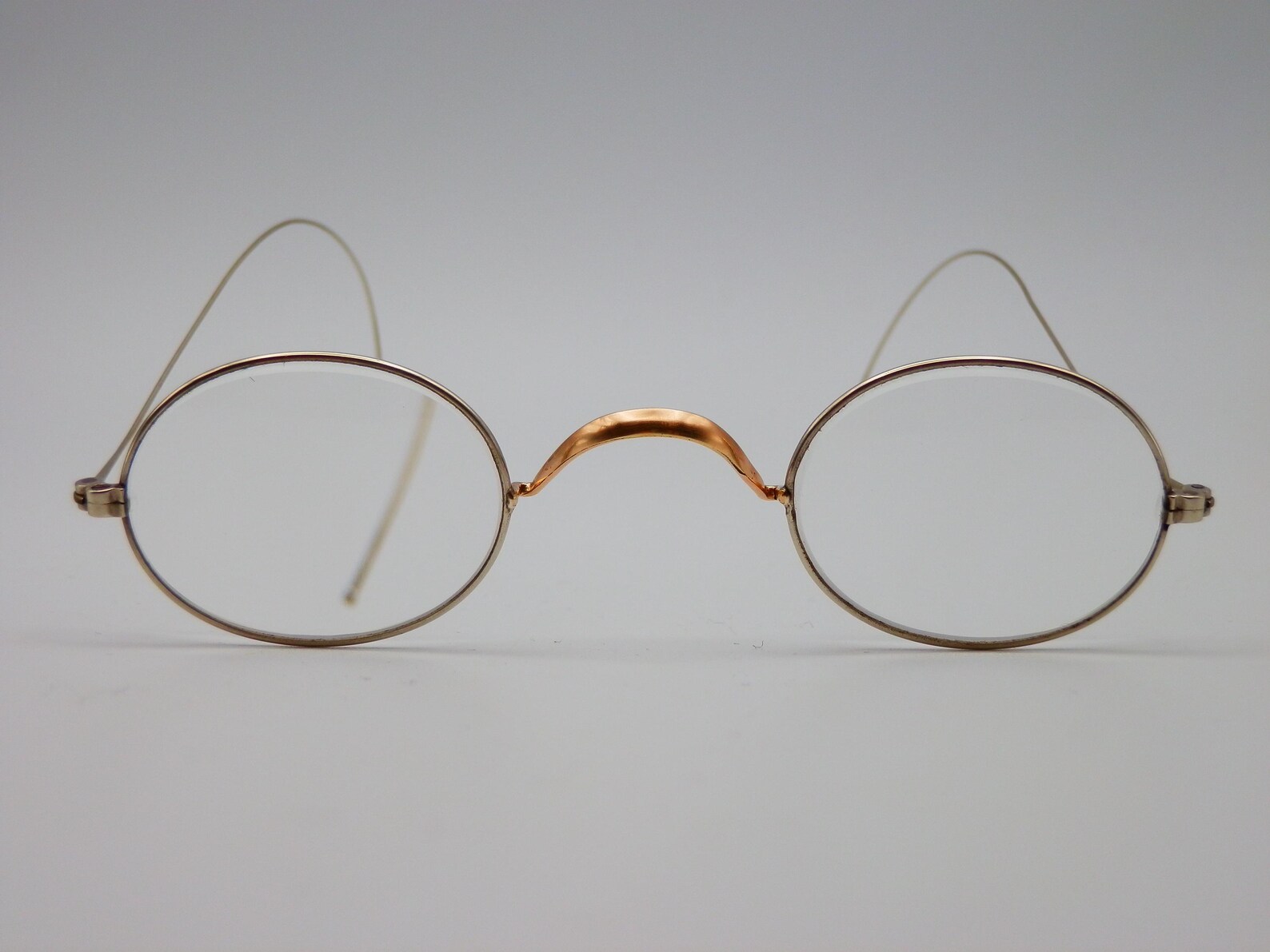 Antique 1890's AO Victorian Era NICKEL & GOLD Wire Rim Eyeglasses ...