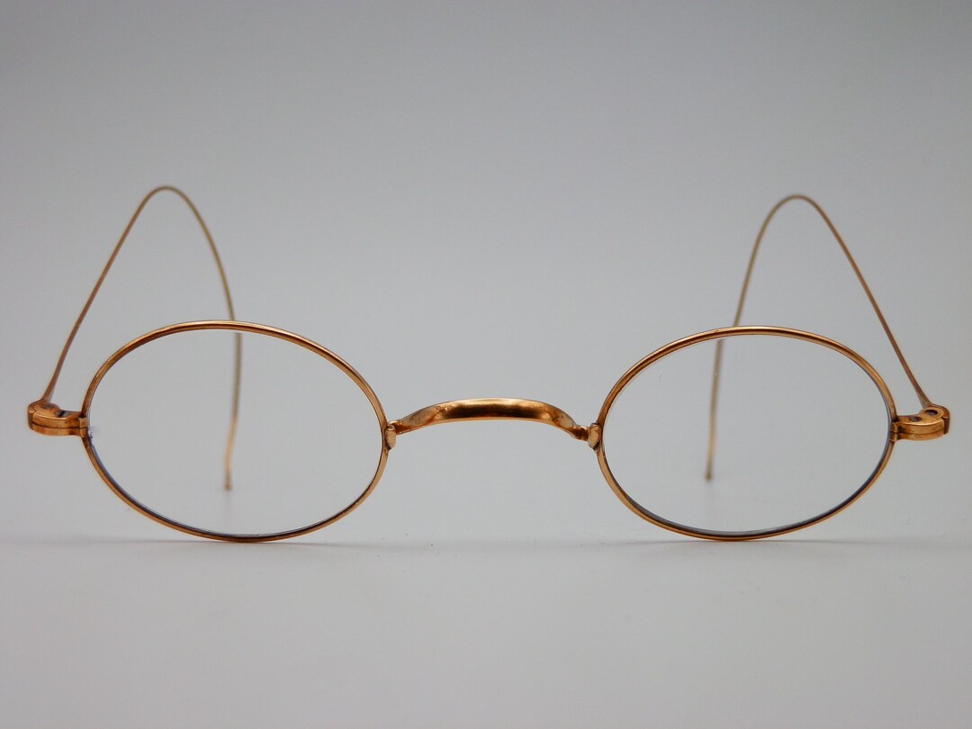 Antique 1890's Victorian Era GOLD Brass WIRE RIM Eyeglasses Vintage ...