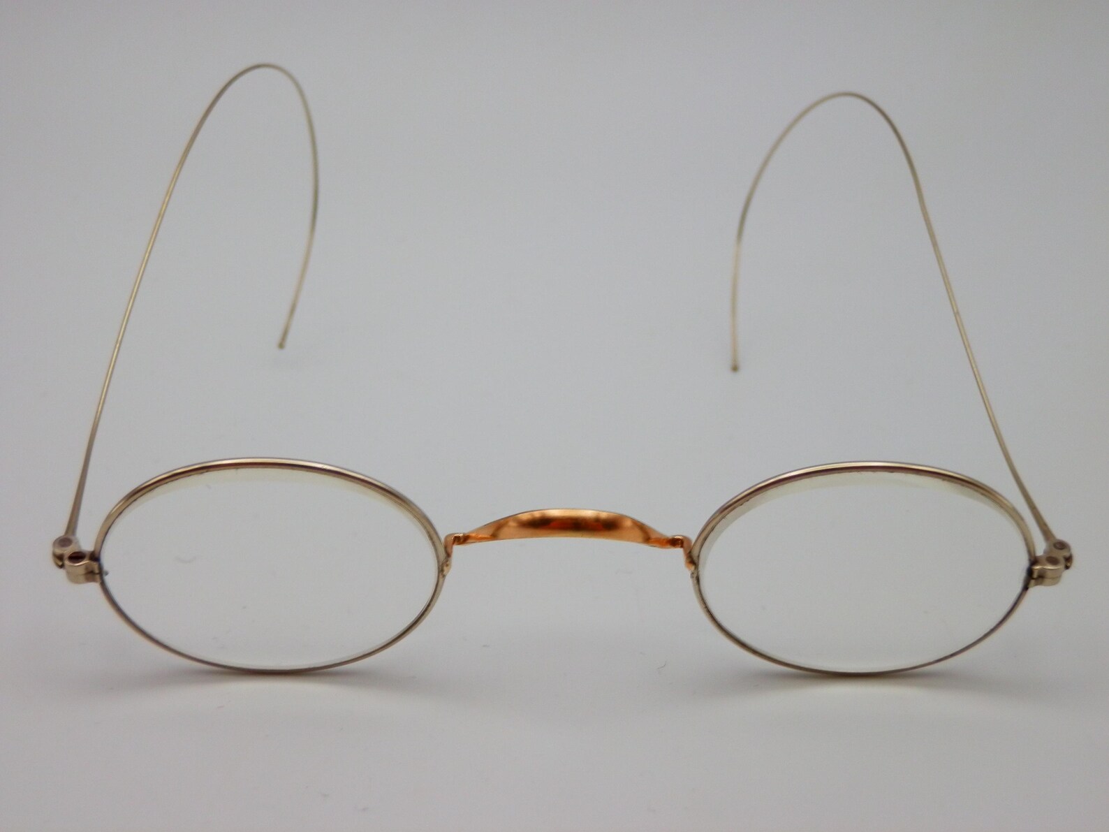 Antique 1890's AO Victorian Era NICKEL & GOLD Wire Rim Eyeglasses ...