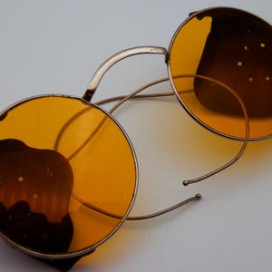 Vintage 1920's WILLSON Motorcycle GOGGLES Sunglasses Leather Side ...