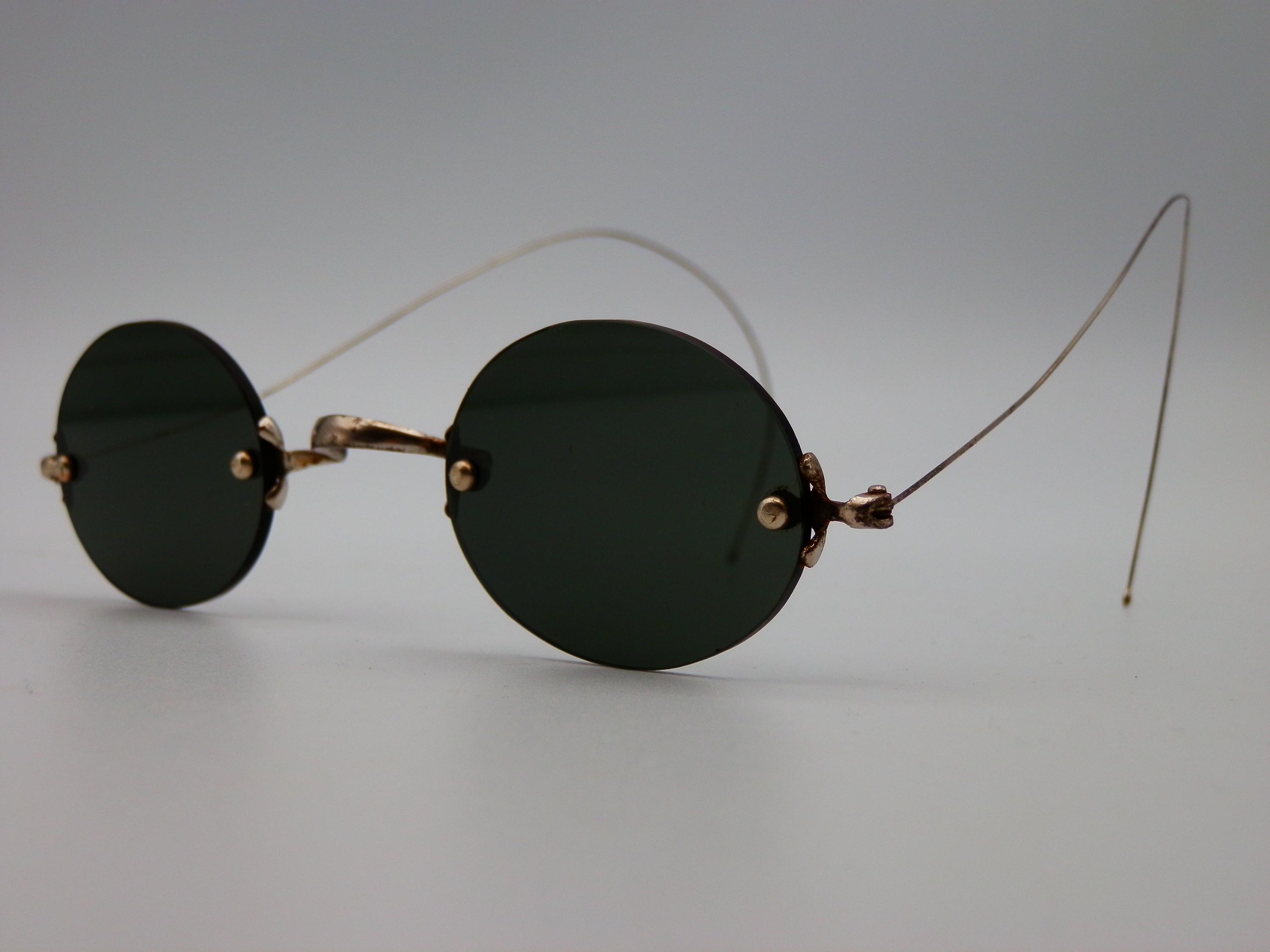 Antique 1890's Victorian Era Steel RIMLESS SUNGLASSES Eyeglasses ...