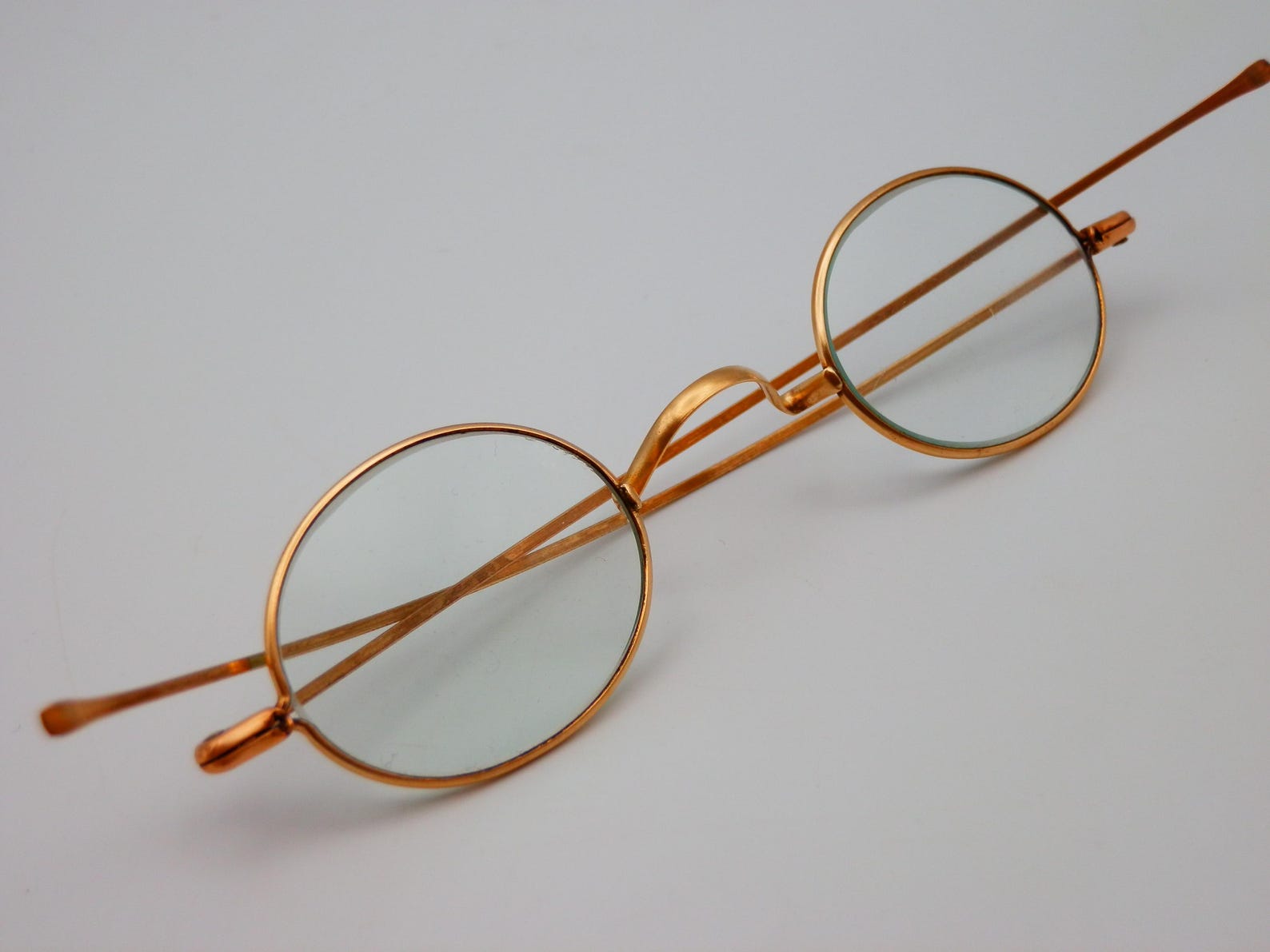 Antique 1890's S.P.A. Victorian Era Gold Brass WIRE RIM Reading Glasses ...