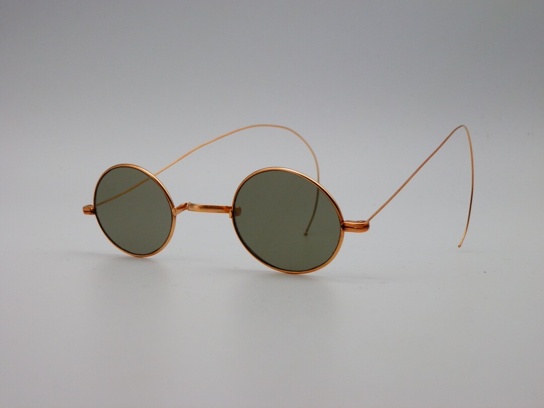 Antique 1890's Victorian Era GOLD Brass WIRE RIM Sunglasses Eyeglasses ...