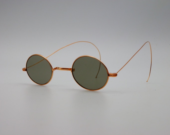 Antique 1890's Victorian Era GOLD Brass WIRE RIM Sunglasses Eyeglasses ...