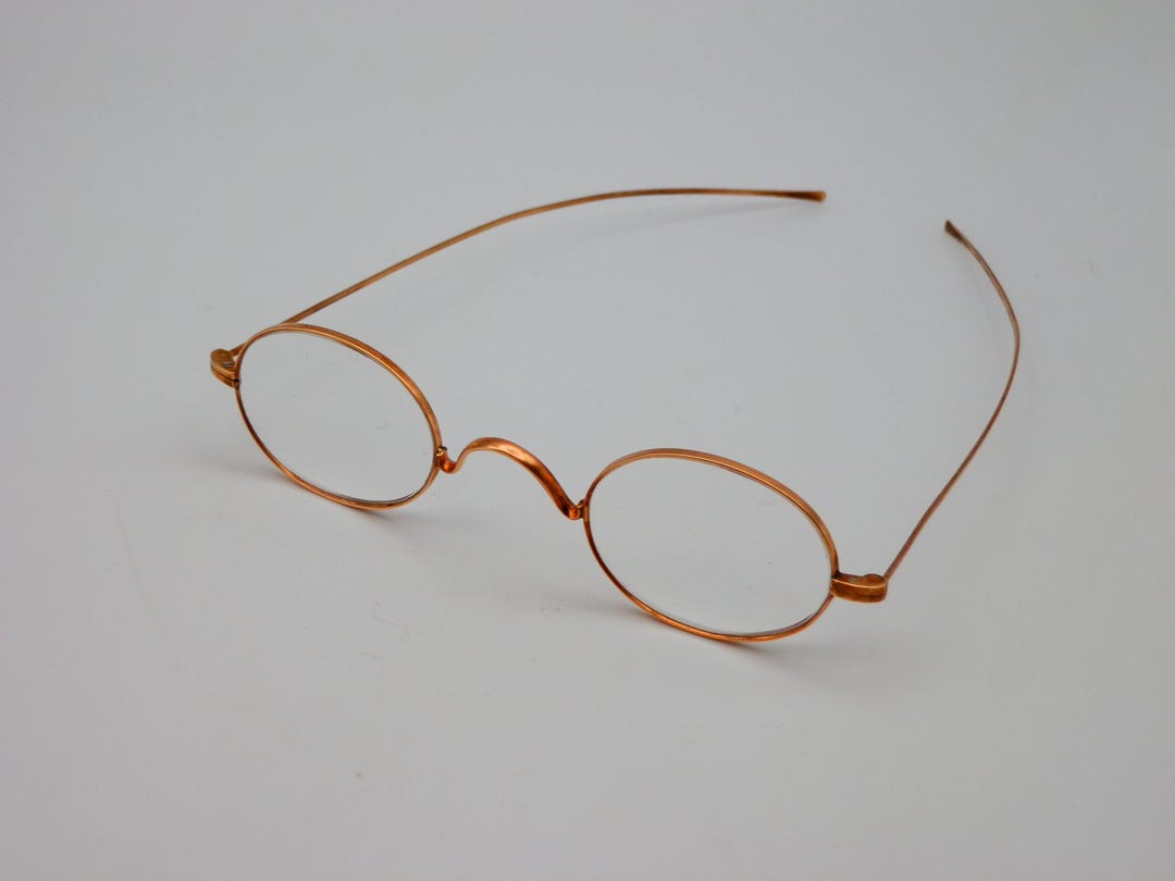 Antique 1880's Victorian Era GOLD Brass WIRE RIM Eyeglasses Vintage ...