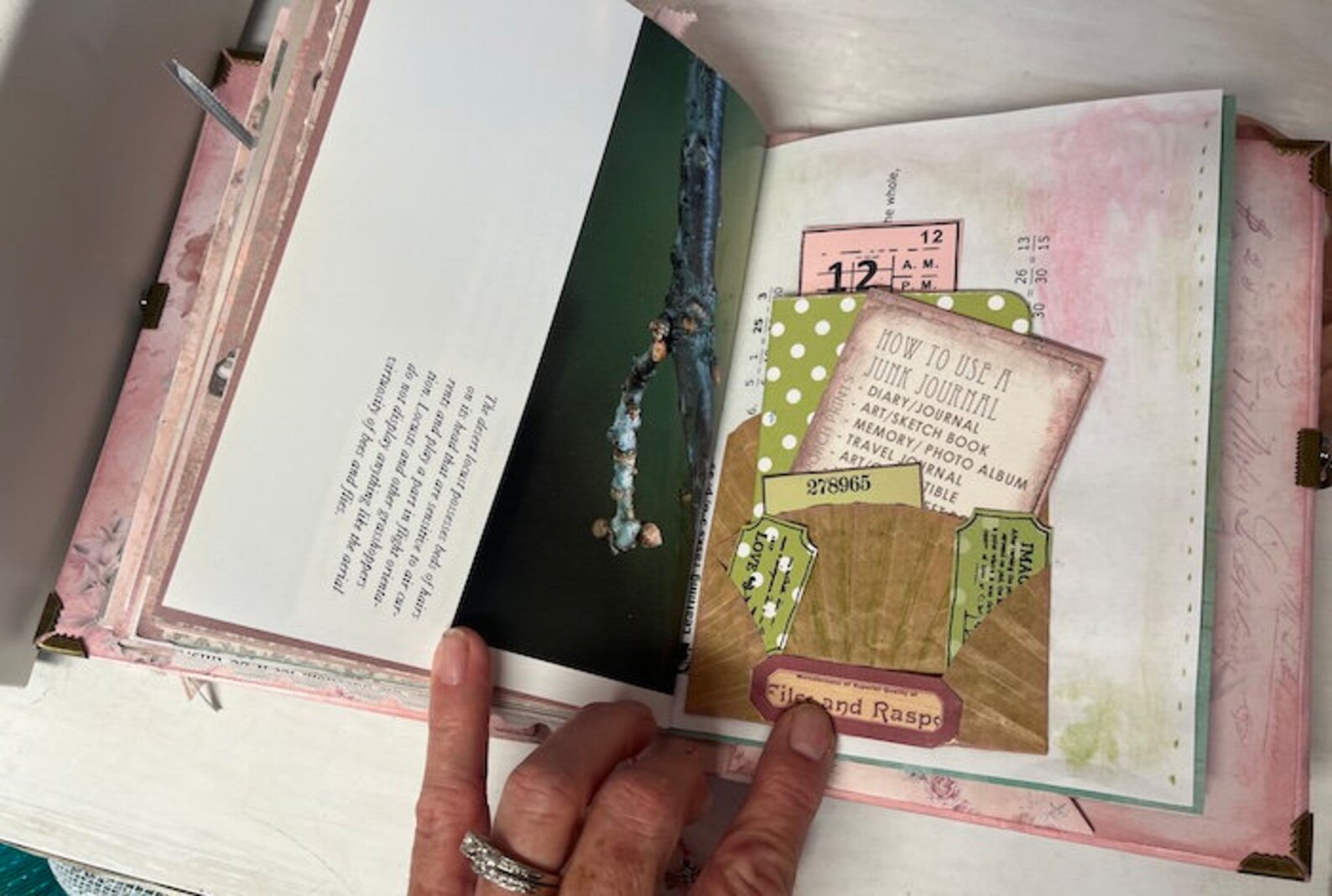 Wedding Junk Journal Handmade | Pink Floral Journal | Romantic Keepsake ...