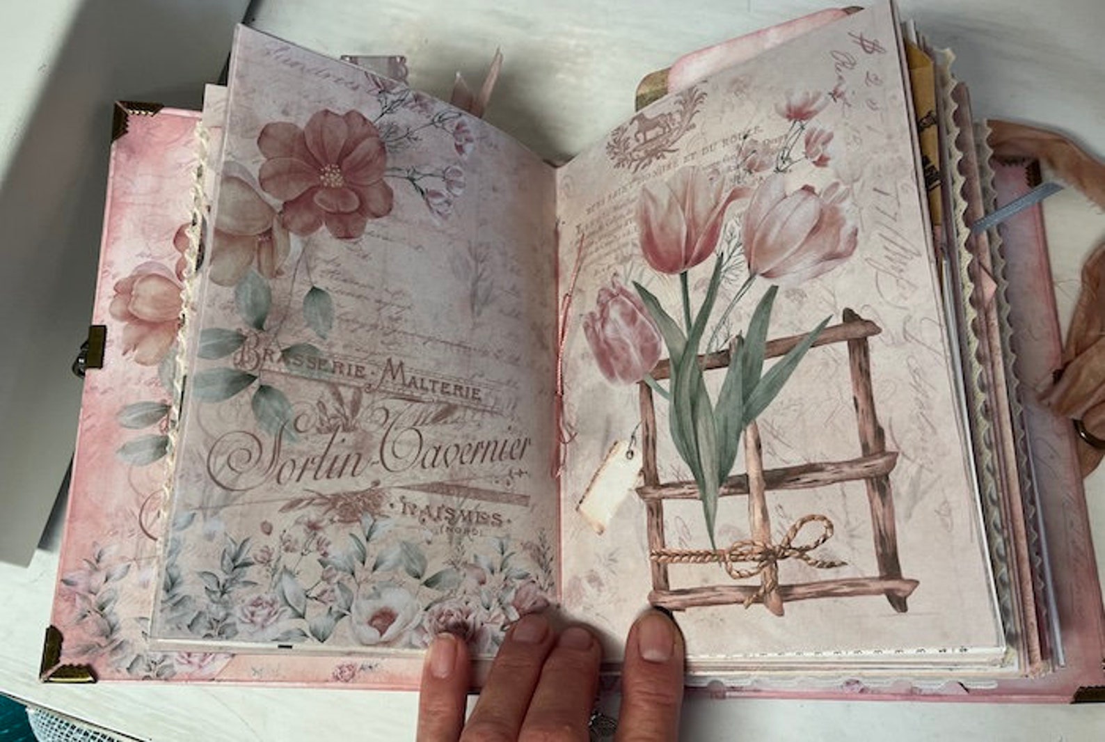 Wedding Junk Journal Handmade | Pink Floral Journal | Romantic Keepsake ...