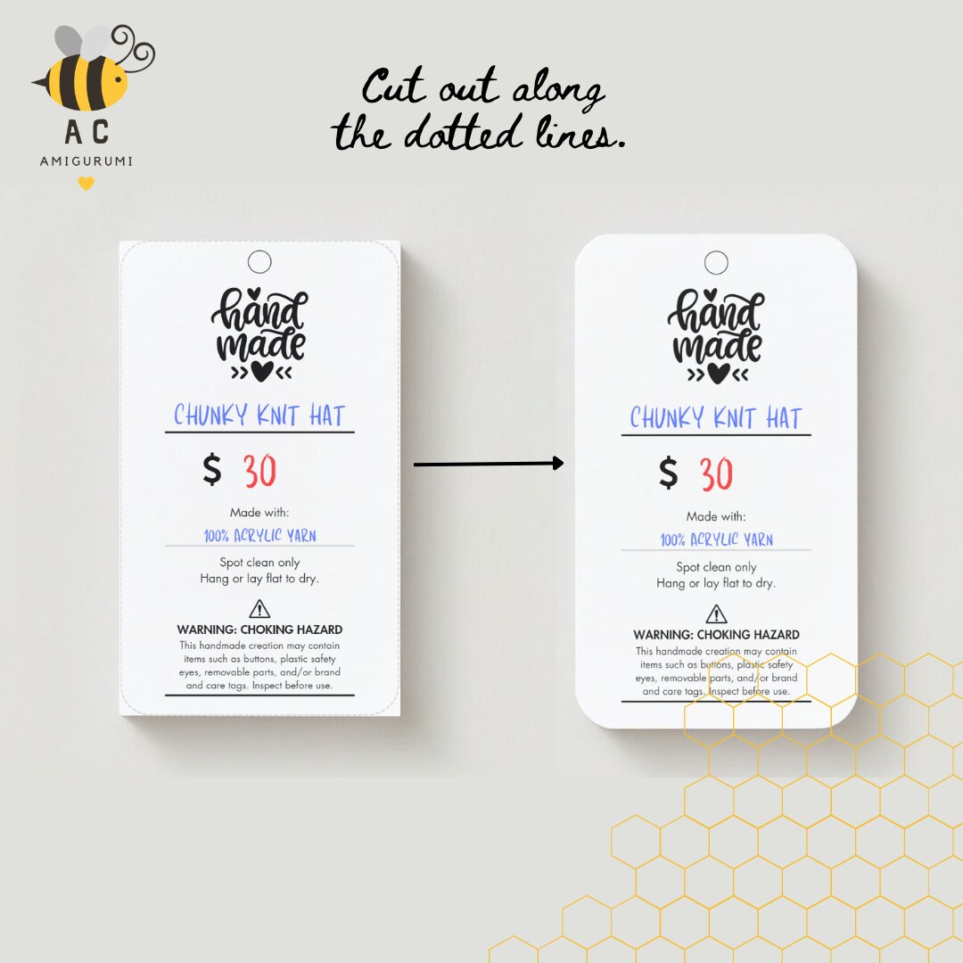 Handmade Sale Tags Printable PDF Craft Project, Knitting Sale Tag ...