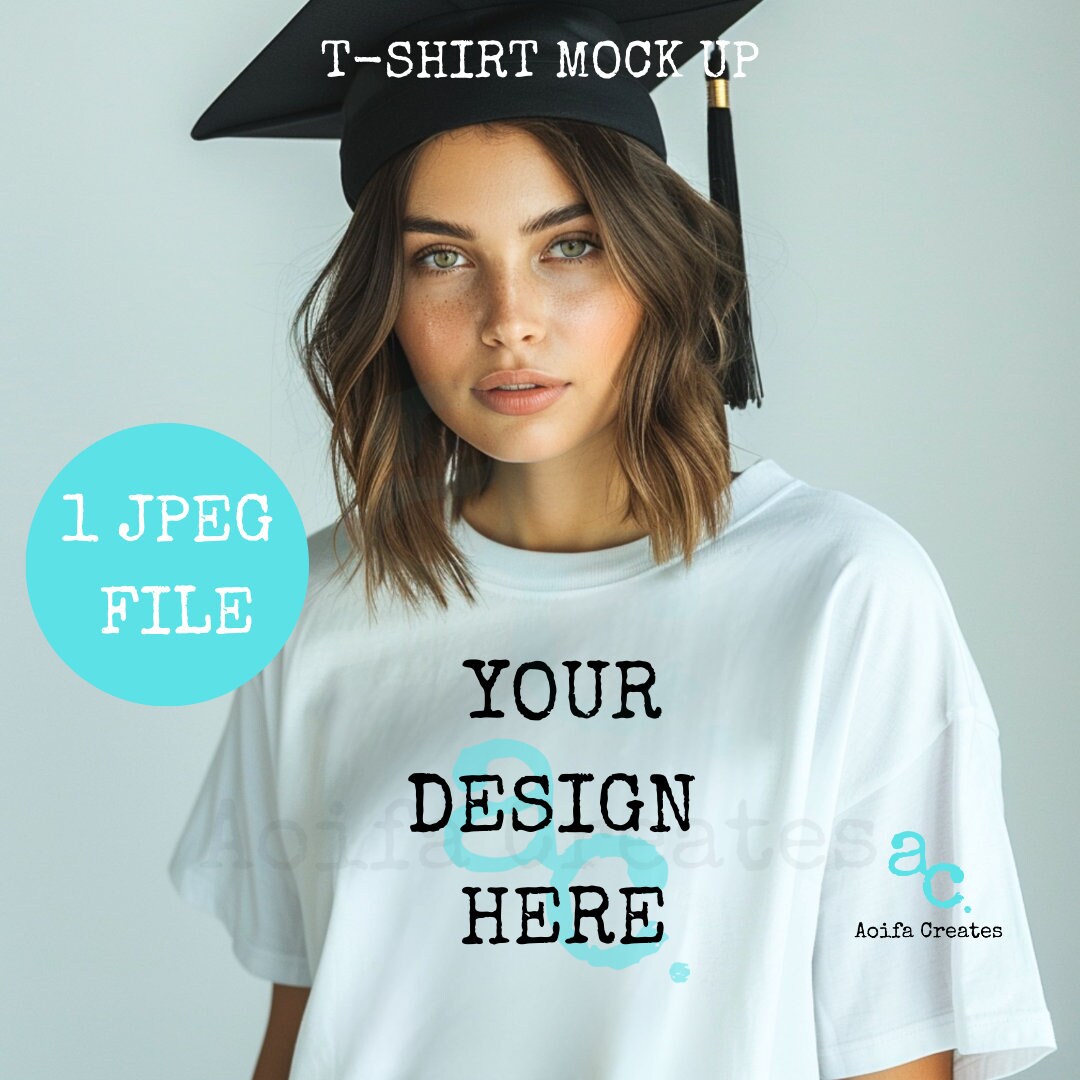 Graduation T-shirt Mockup, Female Model (digital Download) - Etsy