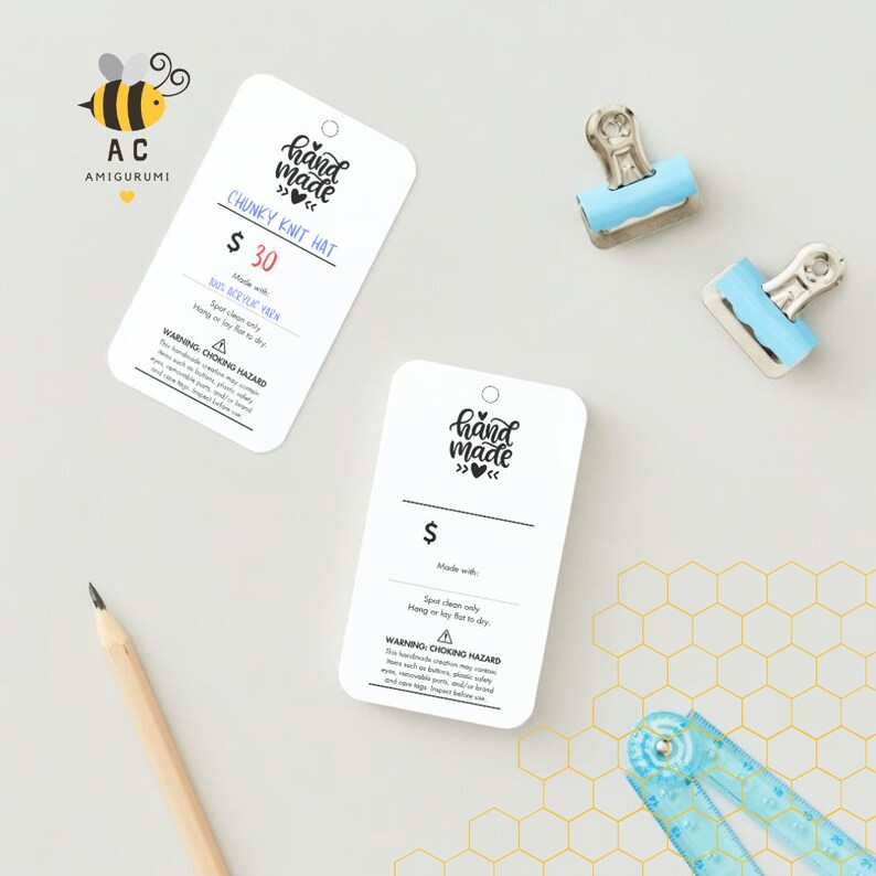 Handmade Sale Tags Printable PDF Craft Project, Knitting Sale Tag ...