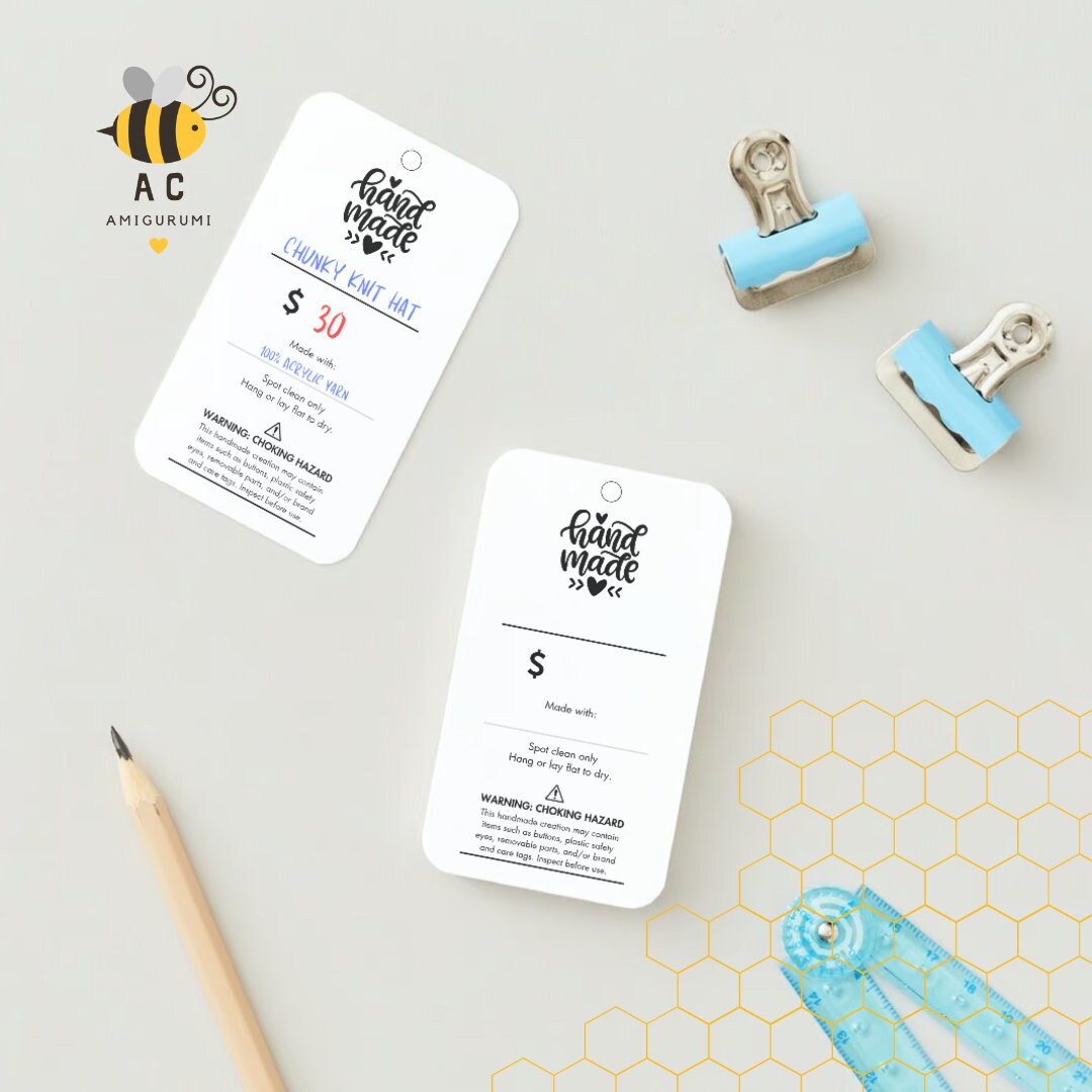 Handmade Sale Tags Printable PDF Craft Project, Knitting Sale Tag ...