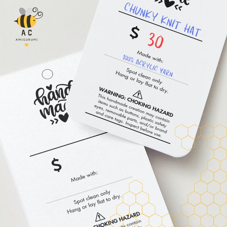 Handmade Sale Tags Printable PDF Craft Project, Knitting Sale Tag ...